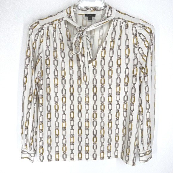 Ann Taylor | Tops | Ann Taylor Equestrian Chain Link Tie Neck Top Small ...
